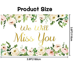 Vlipoeasn White Farewell Party Decorations, We Will Miss You Backdrop Banner, Goodbye Party Decorations for Coworker, Going Away Party Retirement Party Bye Office Work Graduation Party Decorations