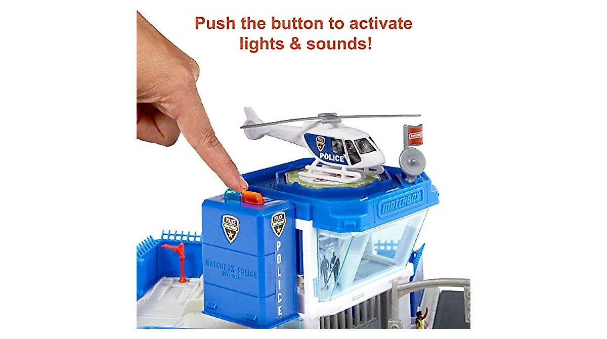 Exciting Matchbox Police Station Playset with Helicopter