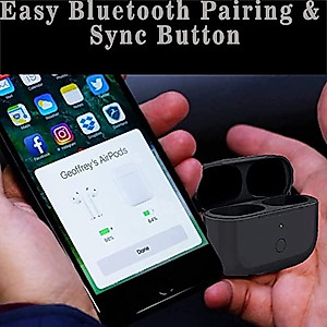 Black Wireless Charging Case Replacement Compatible for Air Pod Pro Charging Case with Bluetooth Pairing Sync Button