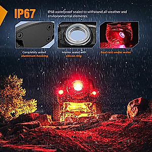 Nilight LED Rock Light 6PCS Red Light Pods Waterproof Under Body Wheel Well Light Exterior Interior Lights for Car Truck Pickups ATV UTV SUV Motorcycle Boat, 2 Years Warranty