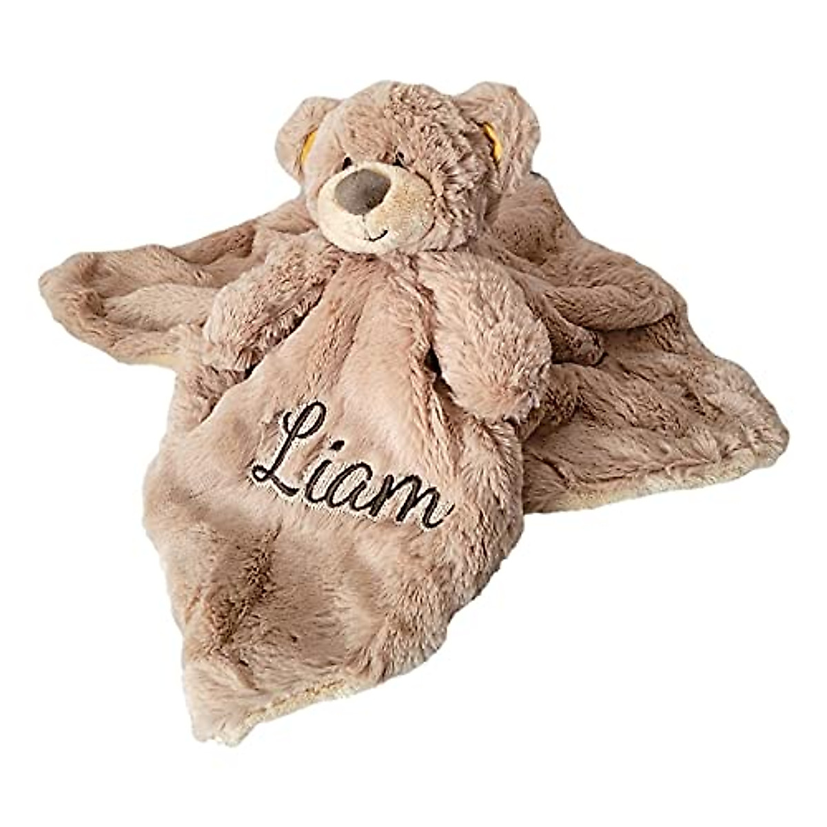 SONA G DESIGNS Custom Personalized Teddy Bear Lovie Lovey Security Blanket with Rattle (Brown Bear with Embroidery Name)