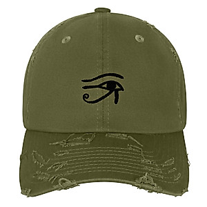 JPAK Eye of Horus Vintage Dad Hat Frayed Embroidered Cap Eyes Vision Olive Green