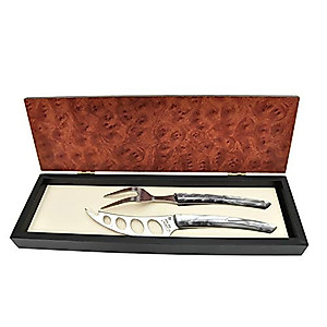 Le Thiers By Neron 2 Piece Laguiole Cheese Knife and Fork Set With Full Plexiglas Handles in Luxury Box