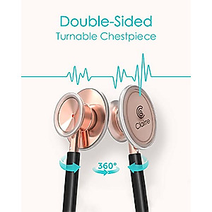 Clairre Rose Gold Stethoscope Gift for Nurses, Doctors and Medical Students, Dual Head for Home Health Use Nurses Week Gift