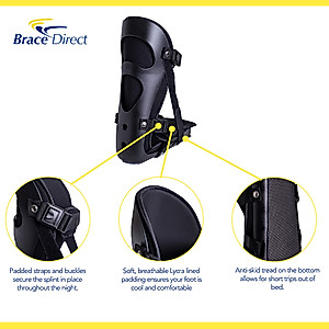 Brace Align Adjustable Night Splint for Plantar Fasciitis, Achilles Tendinitis, Heel Pain, Heel Spur and Drop Foot​ for Right or Left Foot, Men and Women from PDAC L4396, L4397