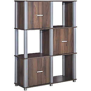 Tangkula 3-Tier Bookshelf, 3-Shelf Bookcase with 3 Drawers, Book Rack Display Storage Organizer Shelves Storage Shelf for Home Office Decor (Walnut)