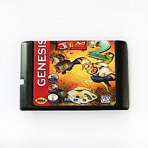 Retro Game Earth Worm Jim 2 16 Bit MD Game Card For Sega Mega Drive For Sega Genesis (Black)