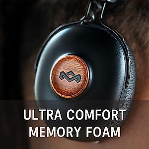 House of Marley Positive Vibration Frequency: Over-Ear Wireless Headphones with Microphone, Wireless Bluetooth Connectivity, 34 Hours of Playtime and Quick Charge Technology, Signature Black