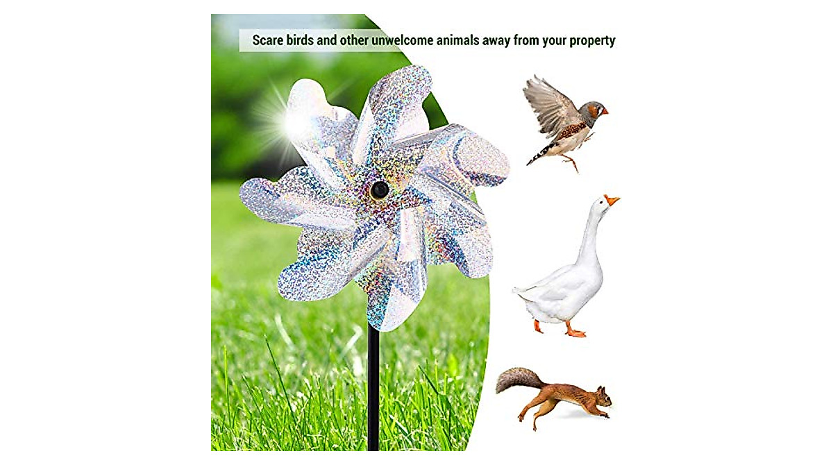 Ohuhu Reflective Pinwheels with Stakes, 10-Pack Extra Sparkly Wind ...