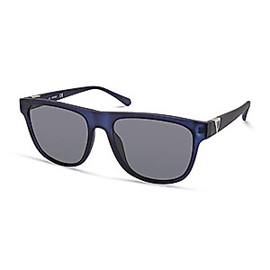 GUESS Men's Rounded Bottom Square Sunglasses, Matte Blue, 55mm