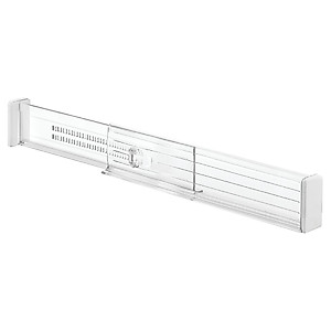 iDesign Drawer Dividers, Deep Adjustable Organiser System Made of Durable Plastic, Set of 2 Drawer Inserts for Wardrobe, Clear, 62420EU