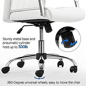 Yaheetech High Back Office Desk Task Chair Executive Conference Leather Chair Ergonomic Managerial Chair Big and Tall Swivel Chair w/Lumbar Support, Padded Armrests, Wide Seat, White