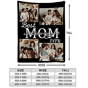 Ecautly Personalized Mom Gifts for Mothers Day, Custom Blankets with Photos, Gifts for Mom From Daughter, Gifts for Anniversary Mom Birthday Gifts, Personalized Picture Blanket, I Love You Mom Blanket