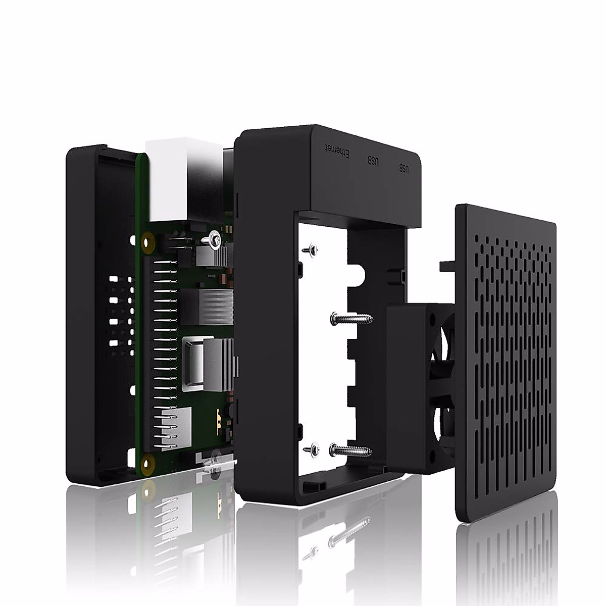 iUniker Raspberry Pi 4 Fan ABS Case with Cooling Fan, Heatsink, Simple Removable Top Cover for Pi 4 Model B/ 4B