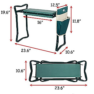 Livebest Folding Garden Kneeler Seat Portable Bench Stool with Soft Kneeling Foam Pad and Tool Pouch for Gardening,Fishing