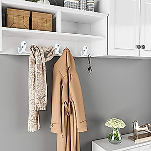 8 Pack Heavy Duty Double Prong Coat Hooks Wall Mounted with 16 Screws Retro Double Hooks Utility Hooks for Coat, Scarf, Bag, Towel, Key, Cap, Cup, Hat