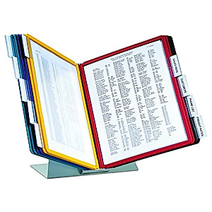 DURABLE Metal Base; Polypropylene Panel Desktop Reference System, 10 Double-Sided Panels, Letter-Size, Assorted Colors, VARIO Design (536000)