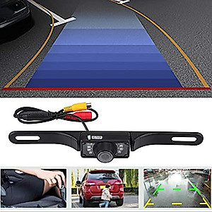 Qiilu License Plate Camera 7 LED 170° Wide Angle Car License Plate Reaview Reverse Backup Night Vision Camera Waterpoof