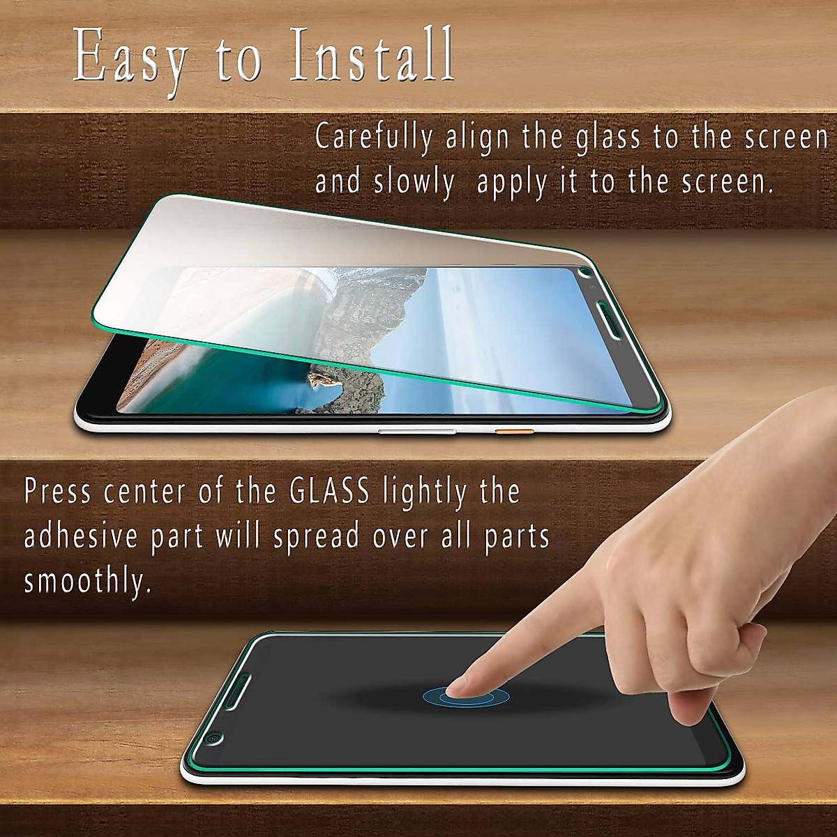 HPTech [2 Pack] Designed for Google (Pixel 3a XL) Tempered Glass Screen Protector, 0.33mm, 9H Hardness, Case Friendly