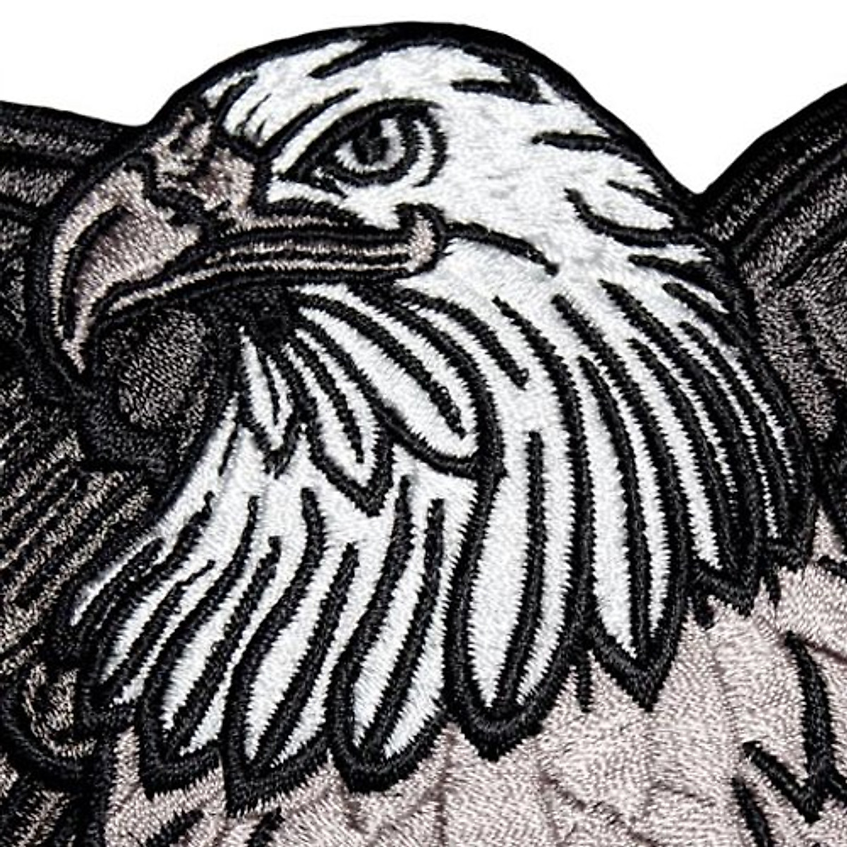 VEGASBEE® American Bald Eagle US National Symbol Biker Jacket Vest Large Embroidered Iron-ON Patch 12" USA (Gray-White)