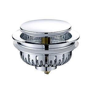 KUNMNGF Sink Stopper Bathroom Drain,Kitchen Sink Strainer,Sink Drain Stopper,Bathtub Sink Strainer Carrying Basket,Stainless Steel Kitchen Sink Bouncing Press Strainer for Kitchen,Bathroom, Silver