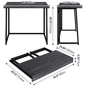4NM 31.5" Small Desk with Storage Bag, Simple Assembly Folding Computer Desk Home Office Desk Study Writing Table for Small Space Offices - Gray and Black
