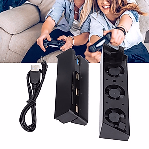 Kafuty-1 Cooling Fan and USB Hub Combination Kit for PS4 Slim Console System,4-Port USB 3.0 Adapter Splitter,Automatic Temperature Sensor Controlled Cooler,for Playstation 4 Slim