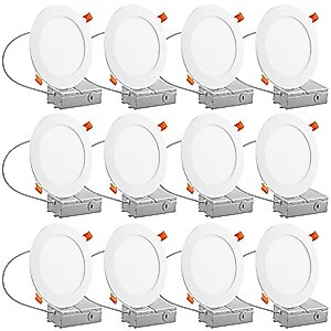 TDLOL 12 Pack Recessed Lighting 6 Inch with Junction Box, 12W 120W Eqv Recessed Lighting, LED Ceiling Light, Dimmable Can Lights, 5000K Daylight White 1050LM High Brightness Recessed Lights - ETL