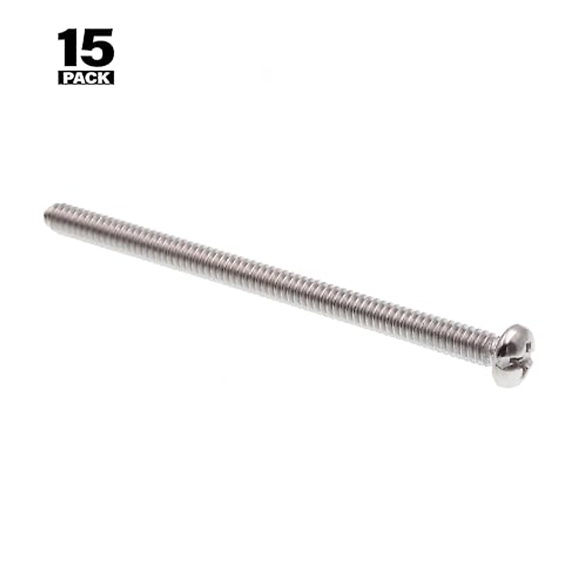 Prime-Line 9009193 Machine Screw, Pan Head, Slotted/Phillips Combo, #10-24 X 3 in, Grade 18-8 Stainless Steel, Pack of 15