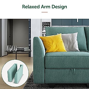 HONBAY Reversible Sectional Sofa Modular Couch U Shaped Sectional Sleeper Sofa with Storage Seats Oversized Sectional Sofa with Wide Chaise for Living Room, Aqua Blue
