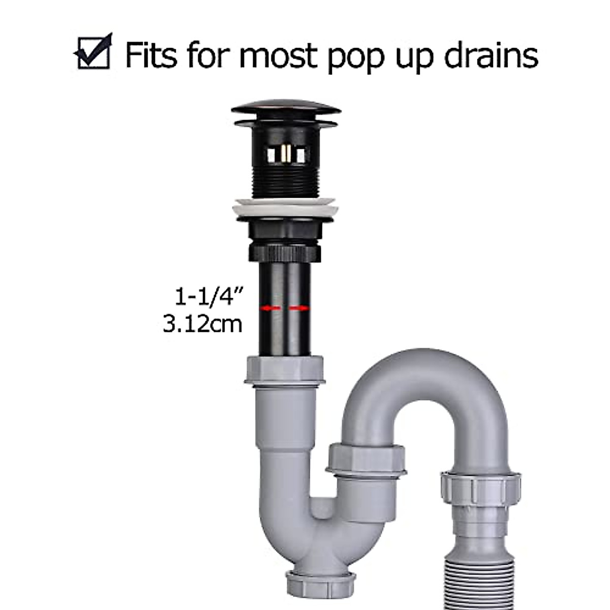 46 Inch Flexible Drainage Pipe Universal Kitchen Sink Drain Pipe Kit Tube S Trap, Bathroom Plumbing P Trap Tubing