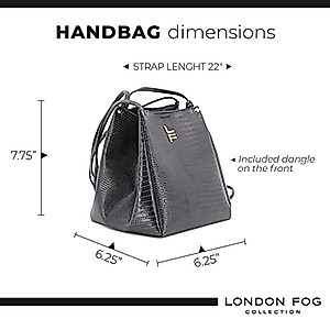 LONDON FOG COCO Lizard Shoulder Bag for Women, Vegan Leather Handbags - Cognac Lizard 1