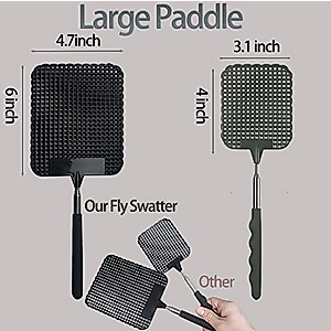 2 Pcs Retractable Fly Swatters Durable Plastic Fly Swatter Heavy Duty with Larger Paddle, Telescopic Flyswatter with Stainless Steel Handle