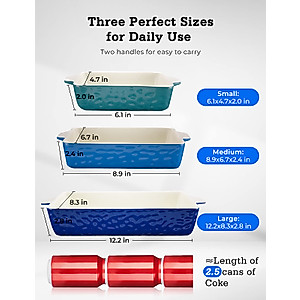 3Pack Ceramic Baking Dish for Oven Large Casserole Baking Dish with Handles Packaging Upgrade Nonstick Ceramic Bakeware for Cooking, Cakes, Lasagna & Gift, Blue