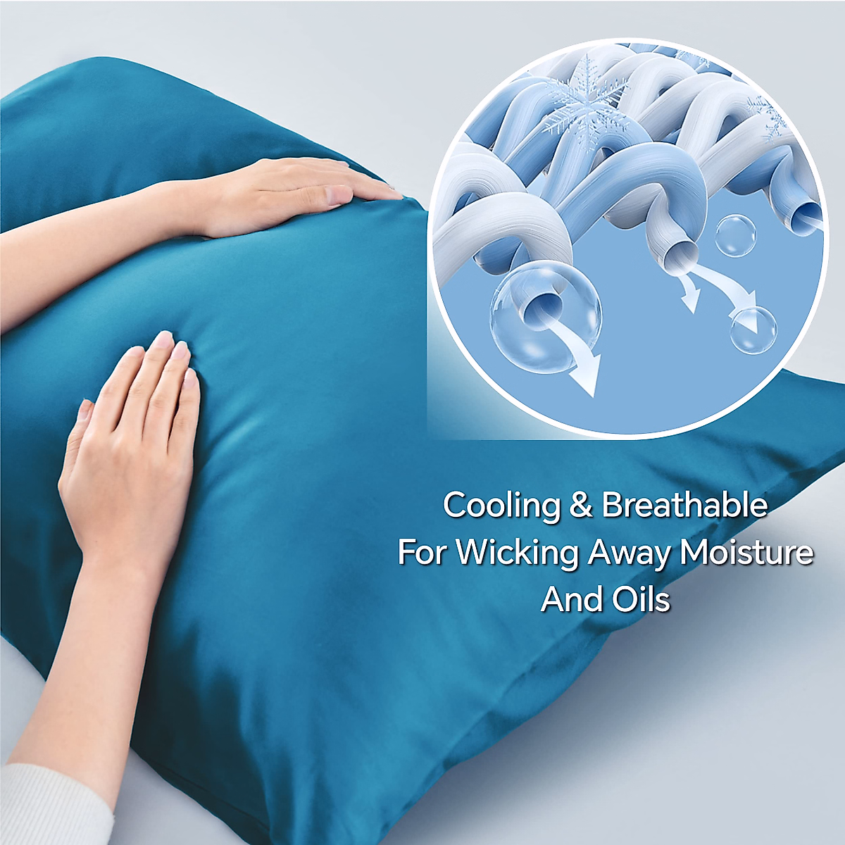 BEDELITE King Size Pillow Cases Set of 2, Rayon Derived from Bamboo, Cooling Pillow Cases for Hot Sleepers & Night Sweats, Breathable and Silky Soft Envelope Pillowcases(Teal, 20"x40")