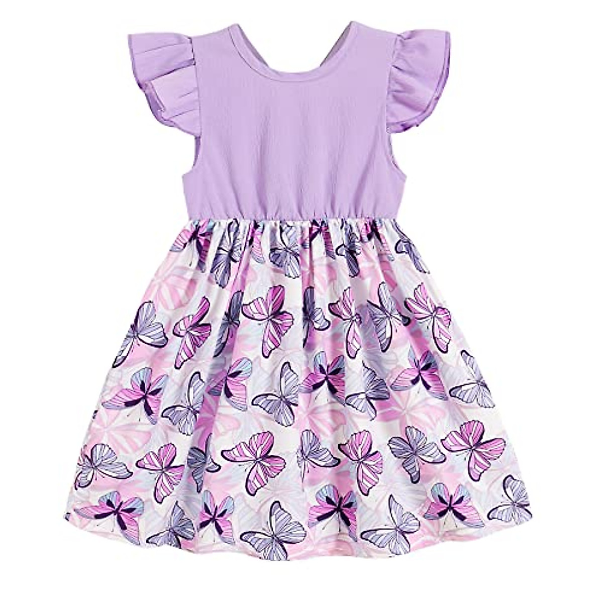 Toddler Girls Dress Butterfly Print Ruffle Sleeveless Baby Girl Dresses (Sister-Backless Dress, 2-3 Year)