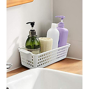 Nesmilers 6-Pack Slim Plastic Storage Baskets Bin, Rectangle Basket Set