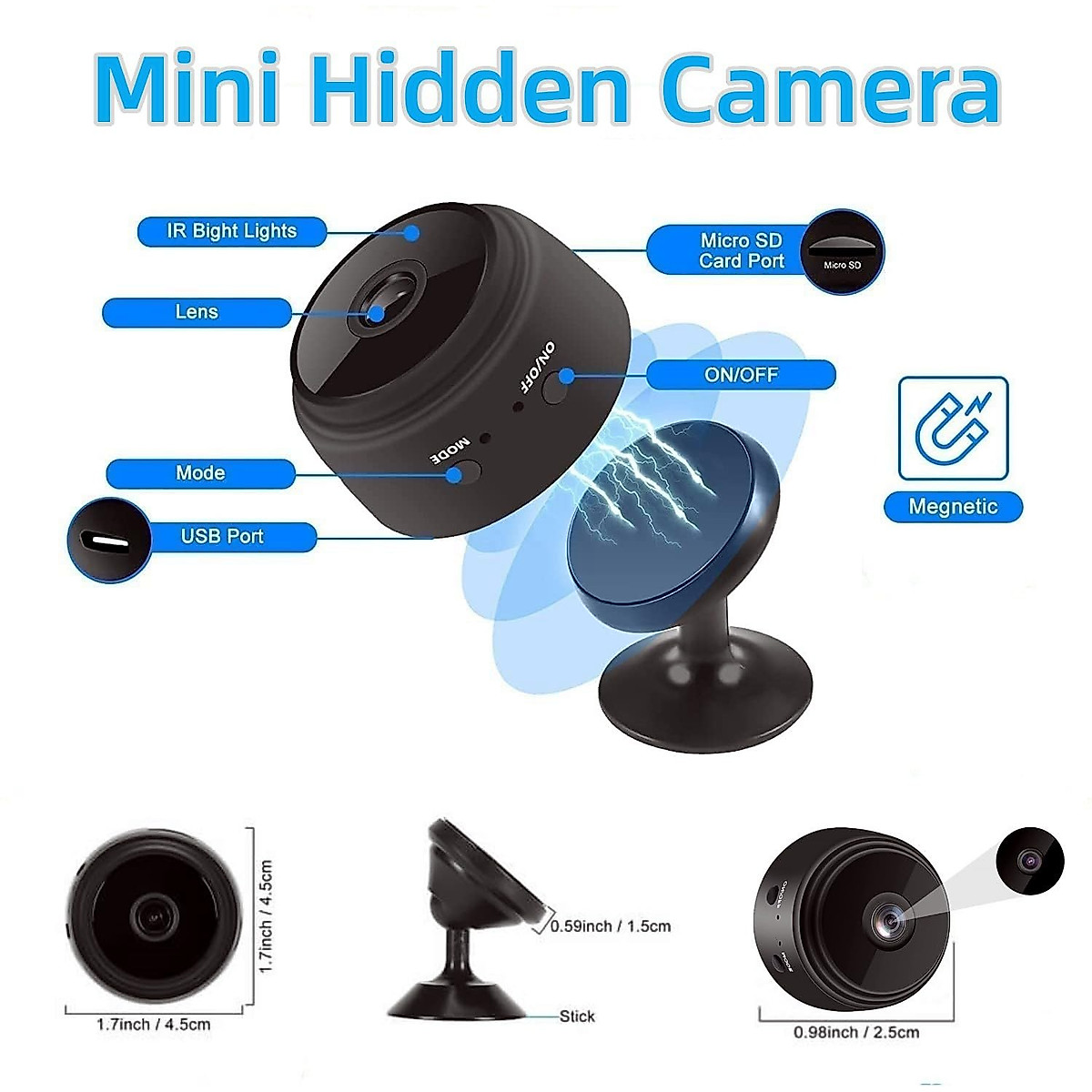 Amixya Mini Spy Camera Wireless Hidden Camera for Home Security Surveillance with Video 1080P Nanny Cam with Phone App, Motion Detection, Night Vision for Indoor Outdoor