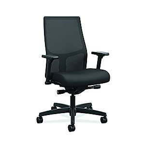 HON Ignition 2.0 Mid-Back - Black Mesh Computer Chair for Office Desk, Black Fabric