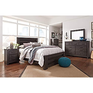 Signature Design by Ashley Brinxton Urban Contemporary 2 Drawer Nightstand, Charcoal