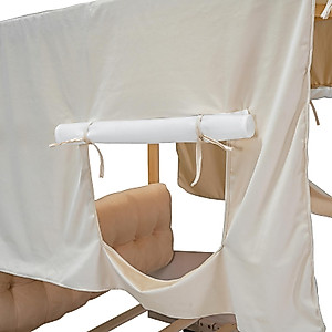 Harper & Bright Designs Twin Size Kids Car Bed with Pillow, Ceiling Cloth and LED Light, Twin Playhouse Bed Frame, Kids Canopy Bed, Wood Twin Platform Bed for Kids Boys Girls Teens (Natural, Twin)