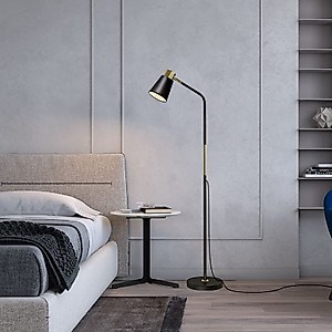 Floor Lamp, Industrial Floor Lamp Height Adjustable 360°Rotation Lampshade Modern Standing Lamp, Floor Lamps for Living Room, Office, Bedroom Reading, Work etc (Black)