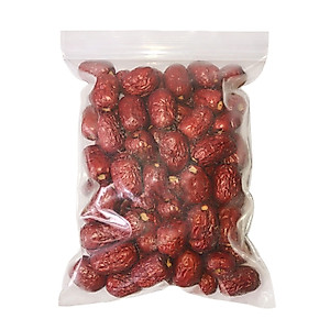 Red Dates No Pit Chinese Jujube Dates Seedless Dried Jujubees Pitted Fruit Tea Nature Sweet Magic 红枣 Healthy Snack - No sugar added & Juicy & Plump 400g