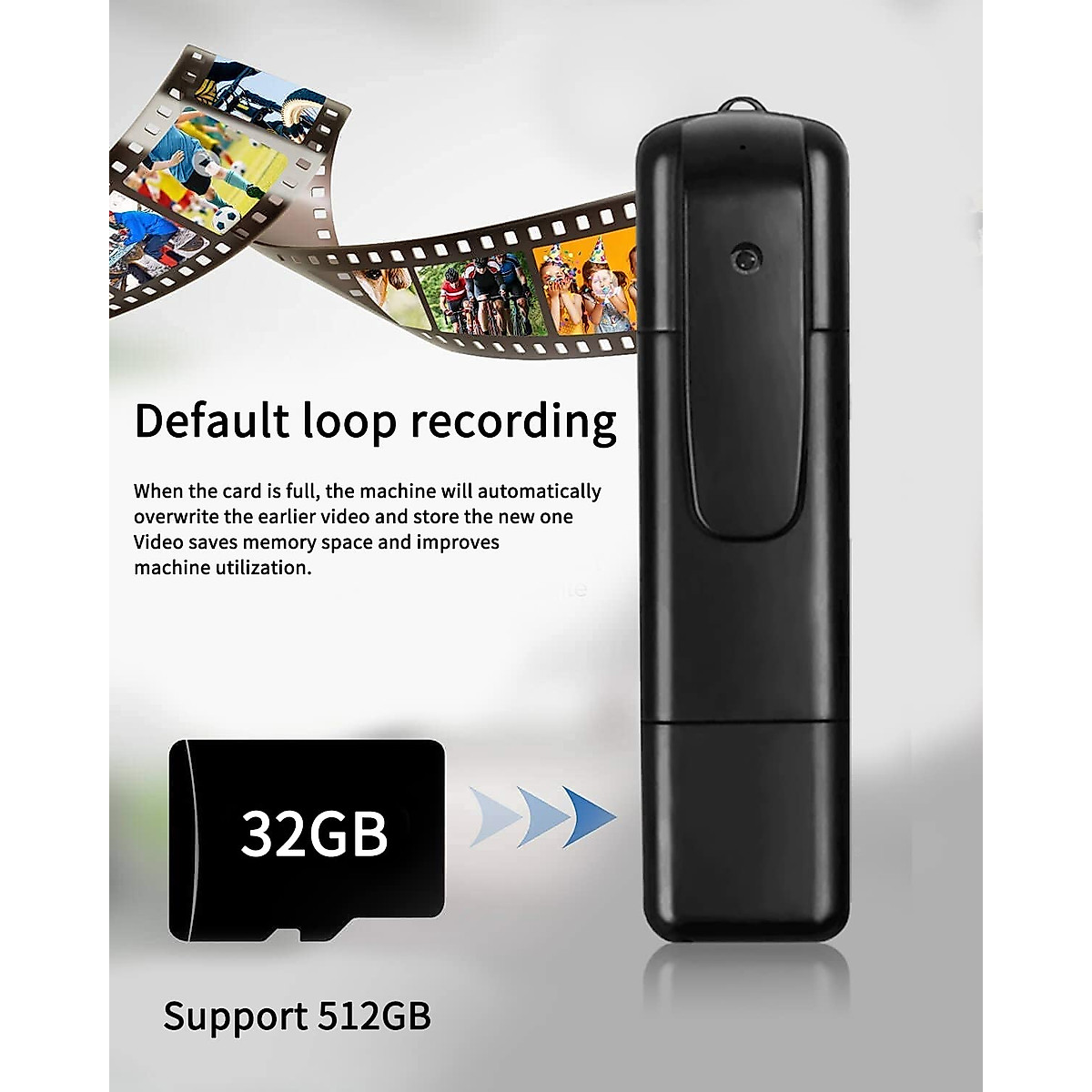 JieSuDa V8 Mini Body Camera, 1080P Full HD Hidden Camera with 32G Memory Card, Police Cam with Smart Motion Detection, Pocket Clip for Office, Security Guard, Home, Car, Bike, Hiking