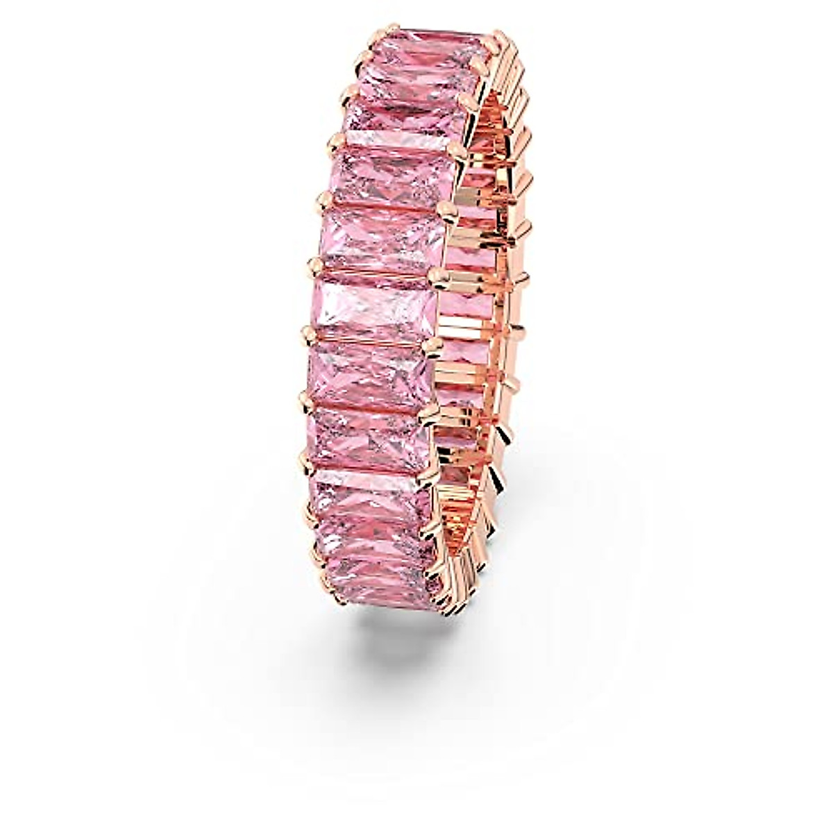 SWAROVSKI Matrix ring, Baguette cut, Pink, Rose gold-tone Finish