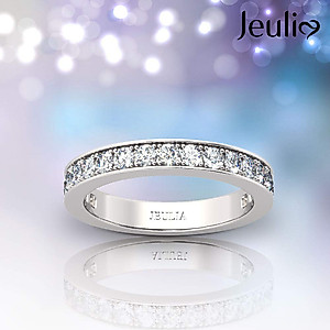 Jeuia 1.71 Carat Custom Engraved Wedding Band Personalized Eternity Band Ring Cubic Zirconia Chanel Set Sterling Silver Engagement Rings for Women Men (6)
