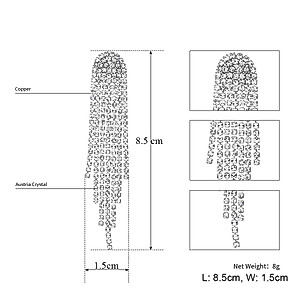 Mlouye Long Crystal Tassel Earrings Fringe for Wedding Women Bridal Dangling Chain Dangle Drop Earring Silver Tone Clear