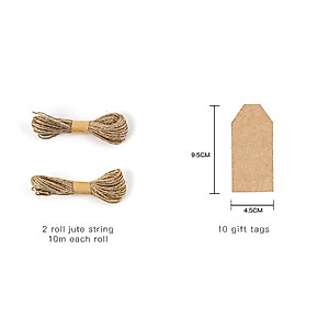 RUSPEPA Wrapping Paper Rolls with Tags and Jute String - Mini Roll - 17 inches x 10 feet per Roll, Total of 3 Rolls, Birthday