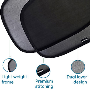 Enovoe Car Window Shades for Baby (2 Pack) - 21"x14" Sun Shade Blocker, Cling - Glare Shield and UV Rays Protection for Your Child - Side Window Screens for SUV- Mesh Window Shades for car Baby