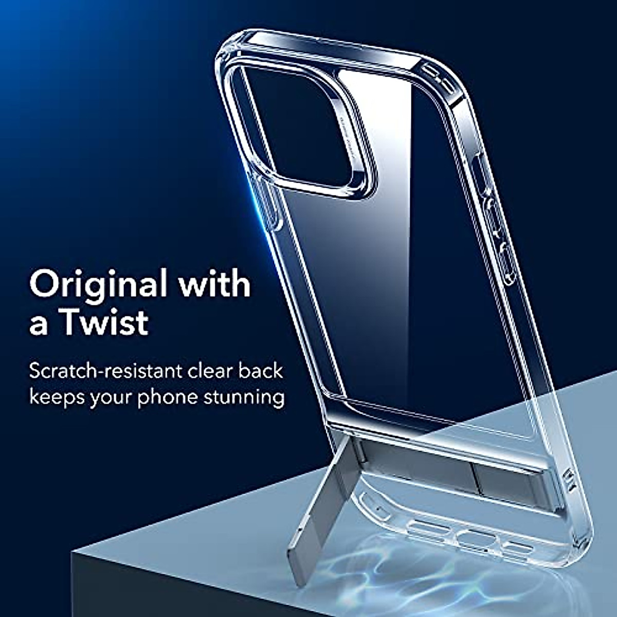 ESR Metal Kickstand Case Compatible with iPhone 13 Pro Case, Patented Three-Way Stand, Reinforced Drop Protection, Slim Flexible Back Cover, Clear